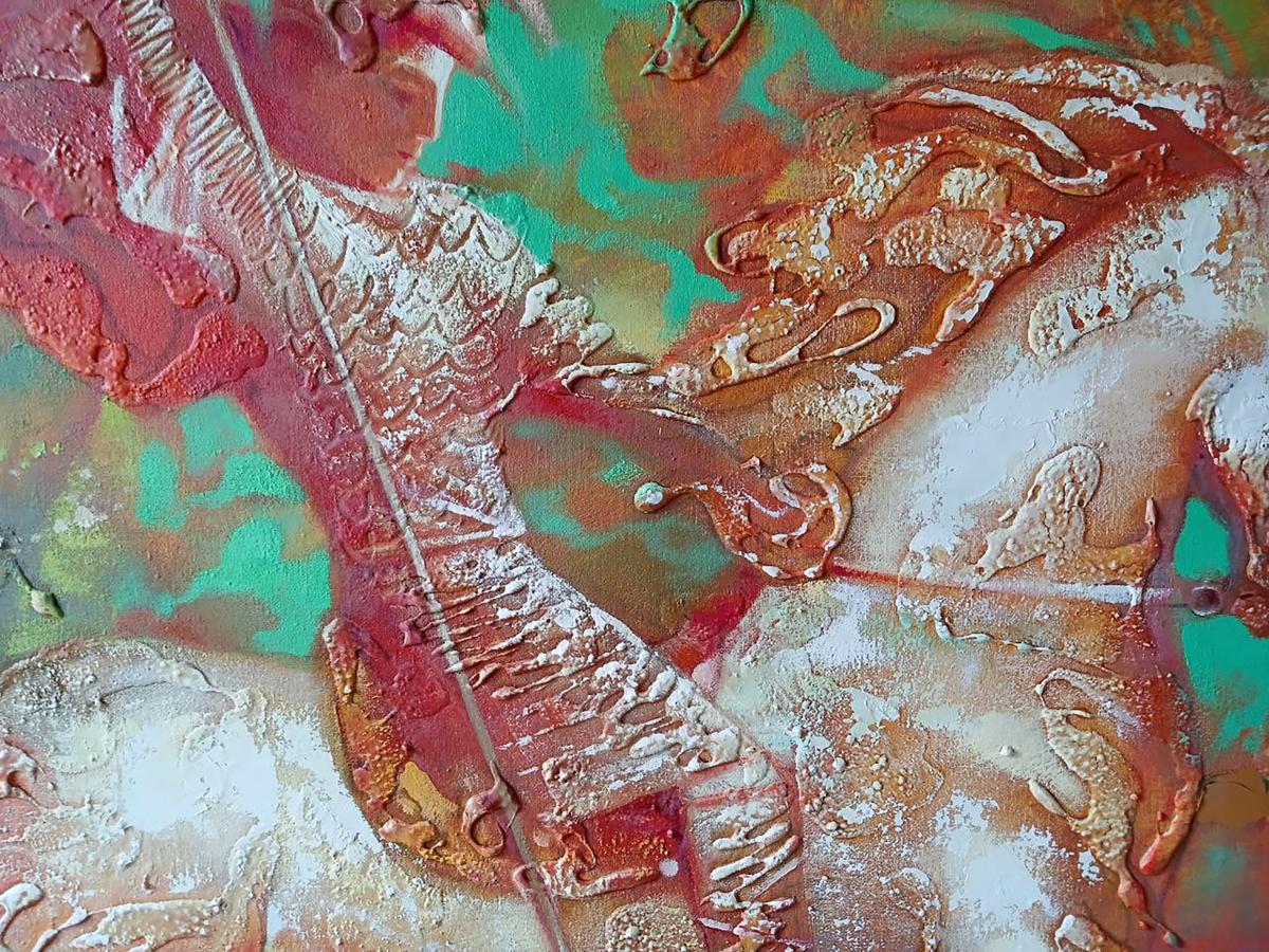 Abstract oil painting Warrior on horseback Anatoly Tarabanov - Buy online